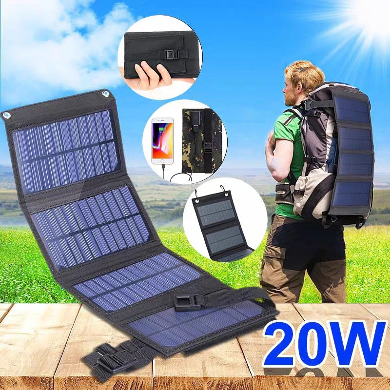 Bærbar Solpanel Oplader 20W 50W 60W - Ideel Til Campingvogn Og Udendør ...